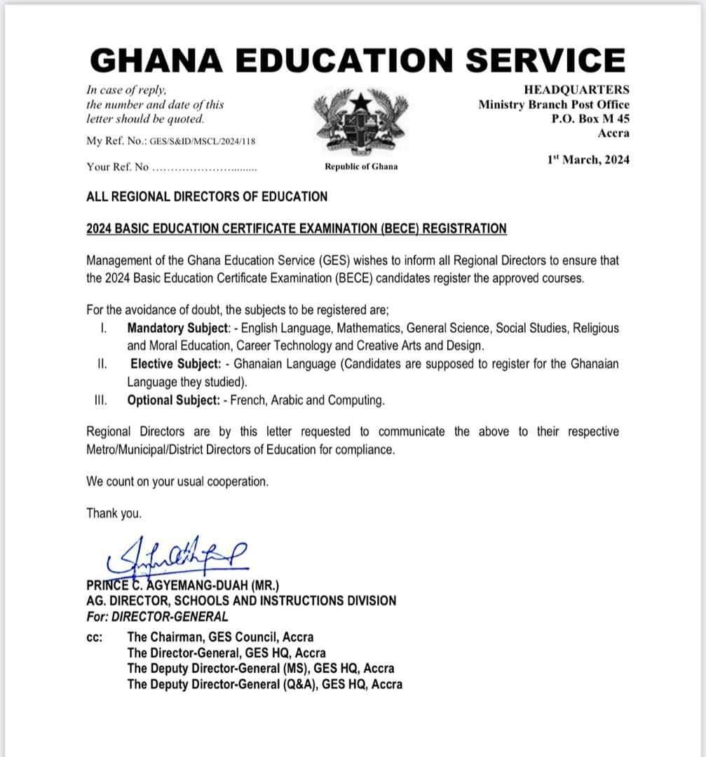 2024 BECE Registration and Subject Selection - iCreateGH