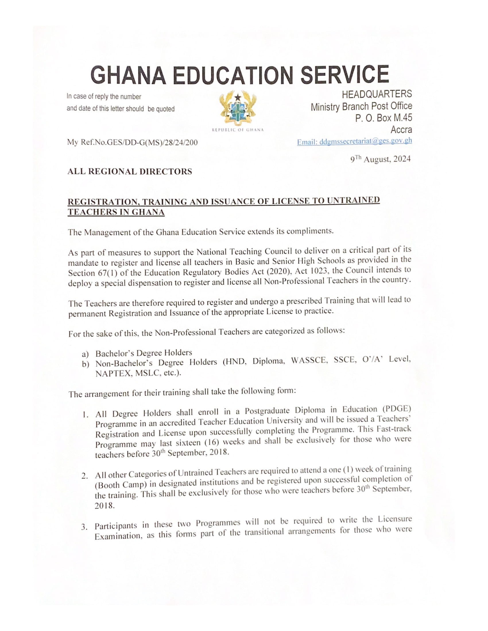 Untrained Teachers To be Registered, Trained & Licensed in Ghana ...